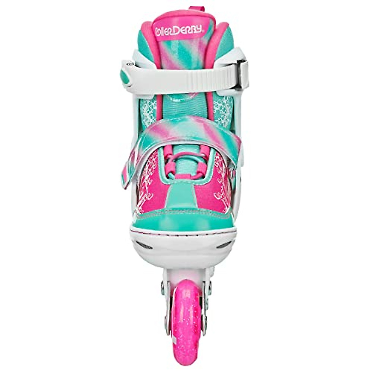 Roller Derby ION 7.2 Girl's Adjustable Inline Skates White/Mint/Pink Size Small (11-1)