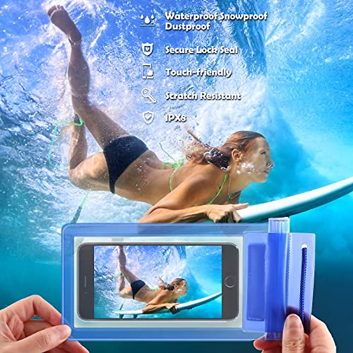 Flutesan 50 Pack Clear Waterproof Phone Pouch Universal Waterproof Phone Case Waterproof Pouch Dry Bag with Lanyard for Water Games Protect