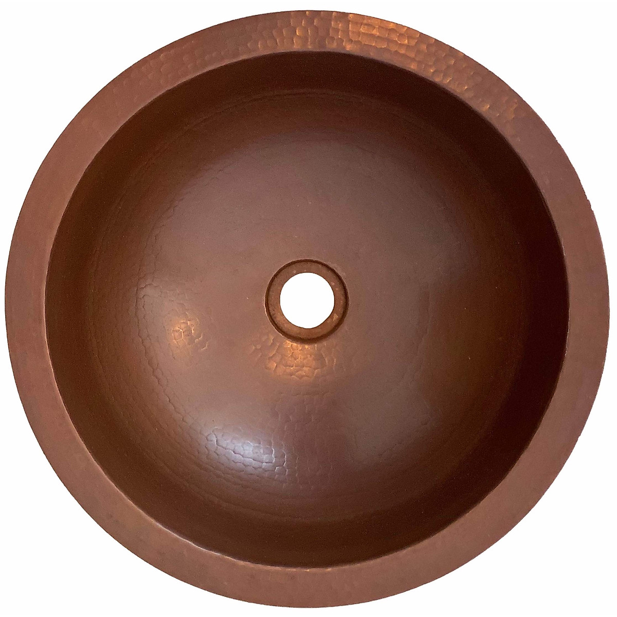 15" Round Copper Bathroom Sink Mexican Copper Bath Sink Pure Copper Hand Hammered Dual Mount Brown CPS06