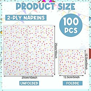 Weekgrat 100 Pcs White Donut Sprinkles Napkins Donut Party Paper Napkins 2 Ply Disposable Party Napkins for Baby Shower Birthday Party Theme Table Decor Supplies