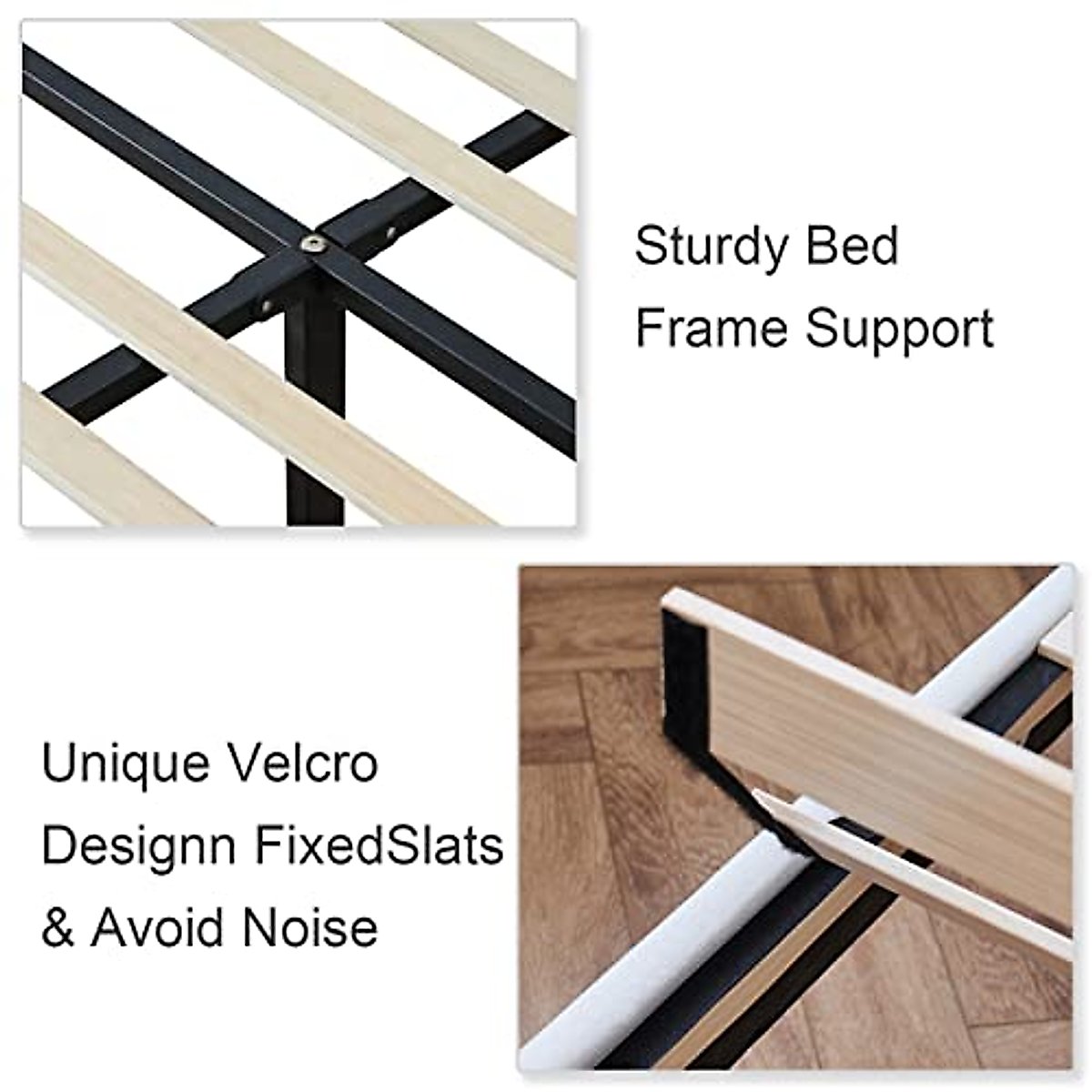 Molblly Queen Bed Frame Upholstered Platform with Headboard and Strong Wooden Slats,Non-Slip and Noise-Free,No Box Spring Needed, Easy Assembly,White