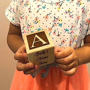 Glitzby Baptism - Christening - Dedication Keepsake - Personalized Baby Block Baptizm Gift Custom Engraved Wooden Baby Block for Boy & for Girl keepsake from godparent godmother