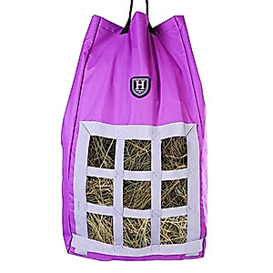 Harrison Howard Premium Durable Adjustable Horse Slow Feed Hay Bag Waterproof Large Capacity Purple
