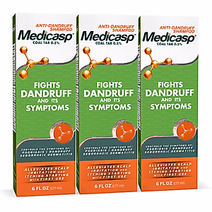 Medicasp Coal Tar Gel Dandruff Shampoo to Treat Seborrheic Dermatitis Psoriasis 3 Pack 6 oz