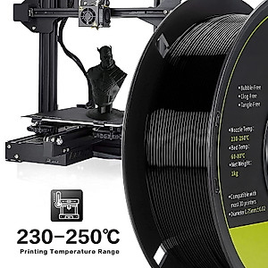 JAREES Petg Filament 1.75,Toughness Enhanced Petg Vacuum Sealed,Adhere Well 1kg Spool 3D Printer Filament,Dimensional Accuracy 1.75mm ±0.02mm,Black
