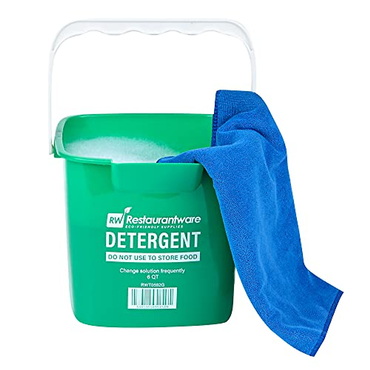 RW Clean 6 Quart Cleaning Buckets, 10 Detergent Square Buckets - With Measurements, Built-In Spout And Handle, Green Plastic Utility Buckets, For Home Or Commercial Use, - Restaurantware