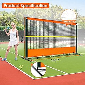 Tennis Rebound Practice Wall - 12ft x 6ft Rebounder Net for Tennis & Racquet Sports Ball & Pickleball, Tennis Backboard Net for Tennis Court Backyard and Indoor & Outdoor Training
