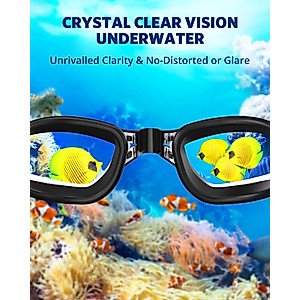 Aegend Swim Goggles, 2 Pack UV Protection, Adjustable, Anti Fog Swimming Goggles No Leaking Adult Men Women Youth, Aqua & Bright Sliver