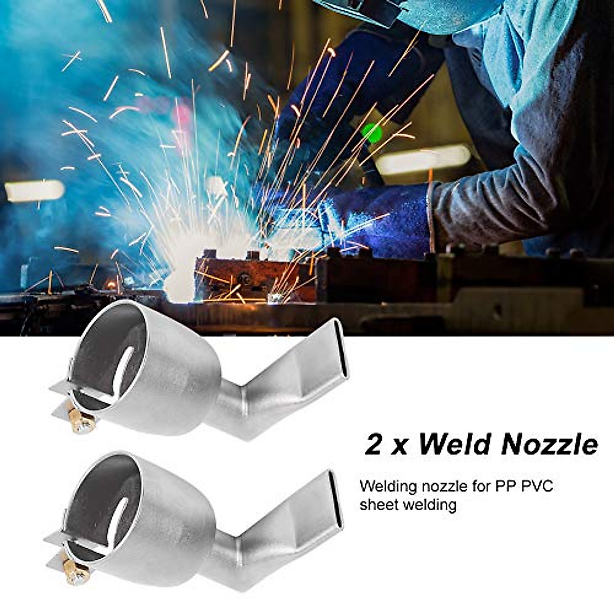Heat Gun Nozzles, 2pcs 20mm 90 Degree Stainless Steel Hot Air Gun Nozzle, Welding Nozzle Hot Air Gun Attachments, for PP PVC Plastic Sheet Welding