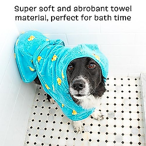 Barkbox - Premium Absorbent Hooded Dog Bathrobe Towel Bundle - Quick Drying Pet Towel for Bath & Beach Trips - Luxurious & Soft Bathrobe Towel for Dogs of All Breeds - Lion & Rhino - Small