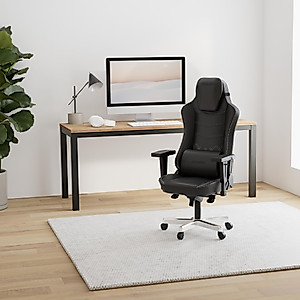 AKRacing Office Series Onyx Deluxe Executive Real Leather Desk Chair with High Backrest, Recliner, Swivel, Tilt, Rocker & Seat Height Adjustment Mechanisms, 5/10 Warranty - Black -