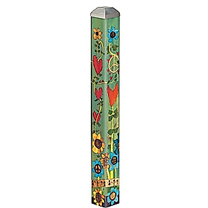 Studio M Love Grows Here 16" Mini Art Pole Small Decorative Indoor/Outdoor Garden Post, Great Gift, Stake Included for Easy Installation, No Digging - Made in The USA