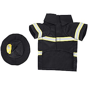 Canvas Pet Dog Firefighter Clothes, Dog Firefighter Costume with Hat, Pet Halloween Puppy Dog Jacket for Festive XL