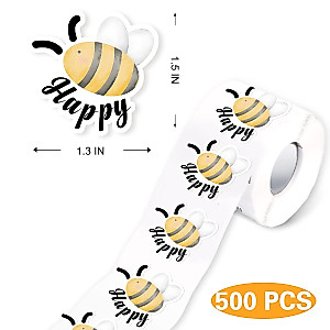 muminglong Cute Bee Happy Small Business Stickers,Happy Mail Stickers,Thank You Stickers,Handmade Stickers,Small Shop Sticker,Package Stickers for Small Business, 500 PCS