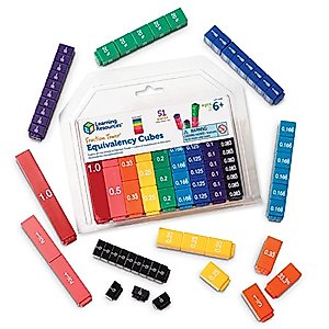Learning Resources Fraction Tower Equivalency Cubes - 51 Pieces, Ages 6+ Math Learning Toys for Kids, Math Classroom and Homeschool Accessories, Fractions Learning for Kids,Back to School Supplies