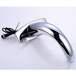 Fyeer Black Automatic Motion Sensor Touchless Bathroom Sink Faucet with Hole Cover Plate,Battery Powered with Control Box and Temperature Mixer,Hands Free Bathroom Tap…