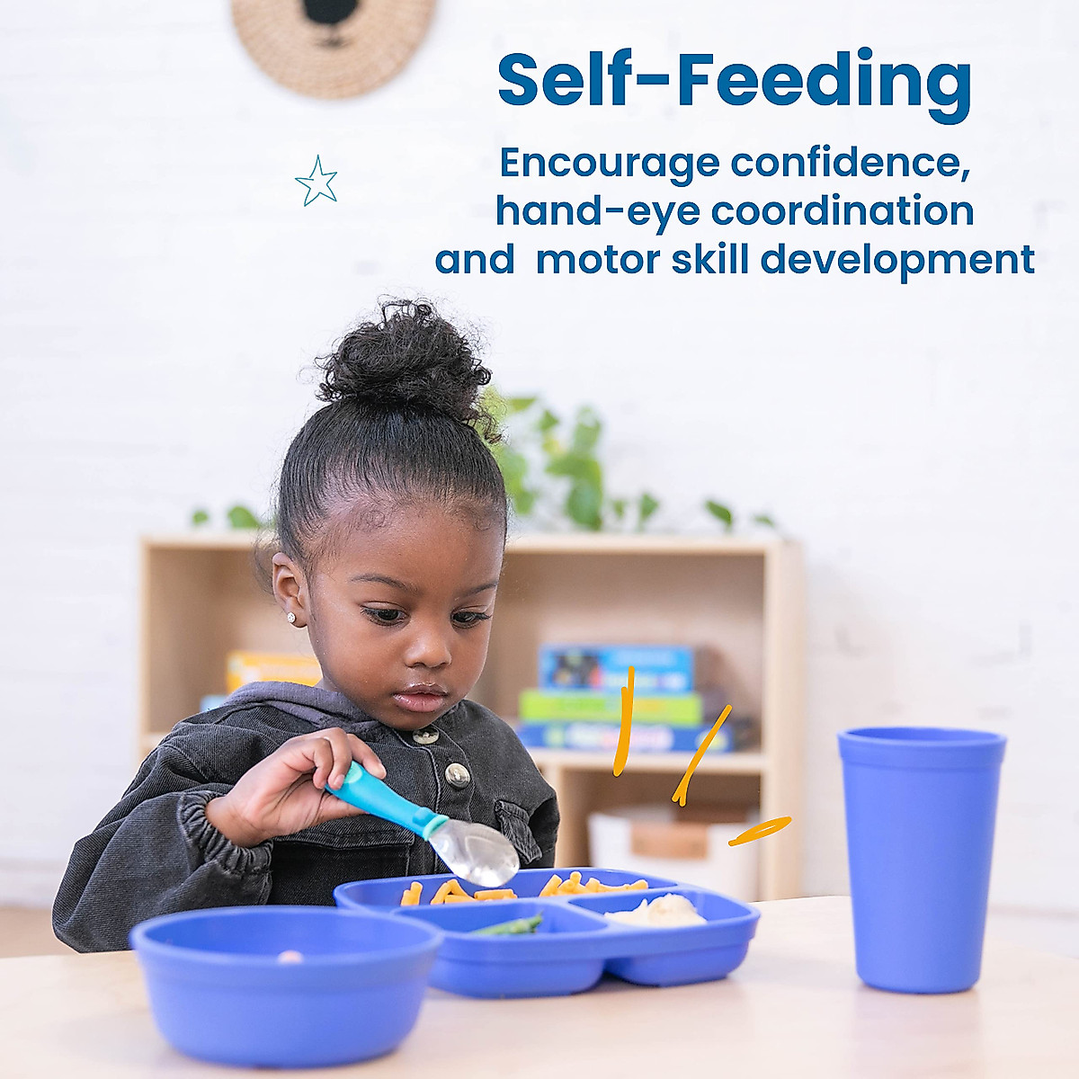 ECR4Kids My First Meal Pal Combo Set, Children's Tableware, Blue, 15-Piece