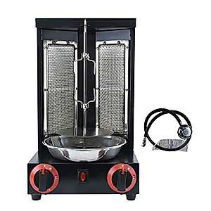 BNDHKR Homemade Chicken Shawarma Machine Countertop Rotisserie Grill Kebab Vertical Rotisserie Propane Turkish Chicken Doner Kebab Broiler wih 2 Burners