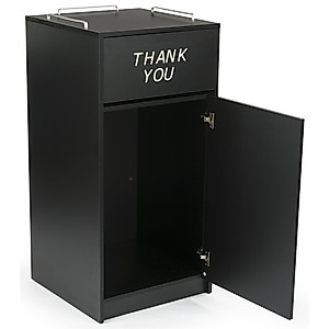 Displays2go 36 Gallon Commercial Waste Bin, Restaurant & Food Court Common Areas, Recycling & Tray Storage, Black (LCKDCHTTBK)