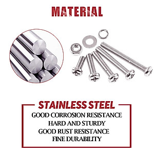 Hilitchi 300-Piece M4 Phillips Pan Head Screws Bolt Nut Lock Flat Washers Assortment Kit, 304 Stainless Steel