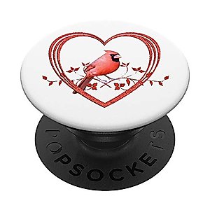 Northern Cardinal Bird in Heart PopSockets PopGrip: Swappable Grip for Phones & Tablets
