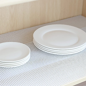 Moretoes Drawer and Shelf Liner, 2 Rolls of Non Adhesive 12 in x 25 FT Durable and Strong Cabinet Liner Non Slip for Kitchen Cupboard Pantry Table Desk Storage Organizer (White)