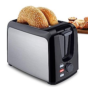 Toaster 2 Slice Stainless Steel Toaster Two Slice Toaster with Removable Crumb Tray Toaster Wide Slot Toasters 2 Slice Best Rated Prime with 7 Bread Shade Settings and Bagel, Defrost, Cancel Function for Bread (Black-OO)