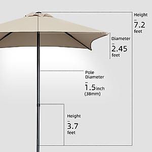 Trenovo 4.9 ft Patio Umbrella - Outdoor Table Umbrella with 4 Reinforced Ribs, UV Protection & Waterproof Market Umbrella for Garden, Lawn, Deck, Backyard, Pool (Tan)