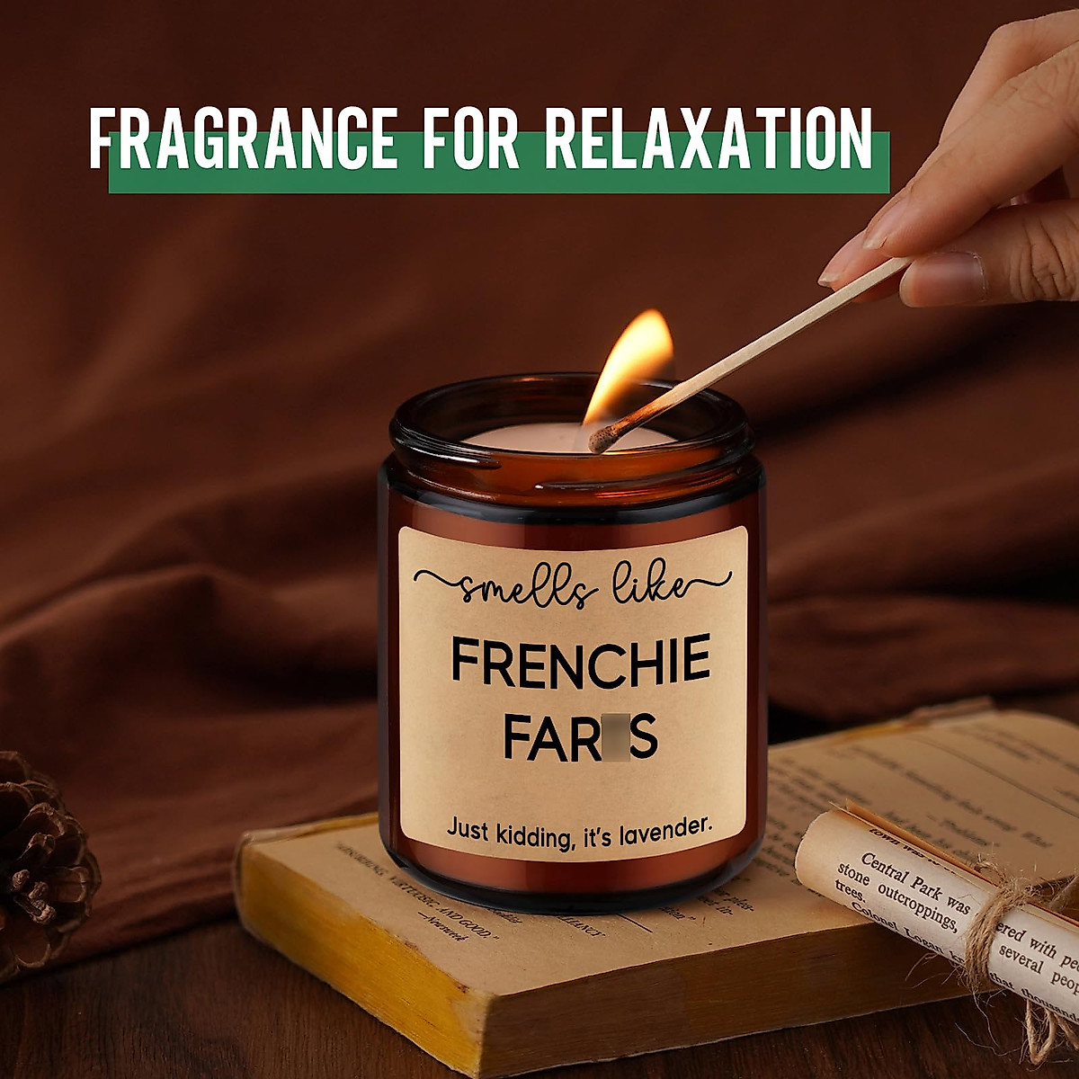 GSPY Scented Candles - Frenchie Gifts for Women, Men - Bulldog Gifts, Frenchie Gifts for Frenchie Lovers - Funny Birthday, Christmas Gifts for Frenchie Mom, Dad, Friend, Sister, Frenchie Owner