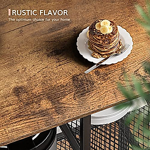 EnHomee 6-Tier Kitchen Bakers Rack with Hutch, Industrial Microwave Oven Stand with Shelves, Utility Storage Shelf with Cabinet & 8 Hooks, Hutch, Rustic Brown