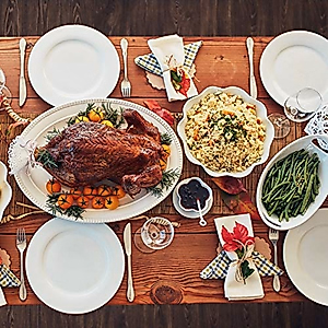 amhomel 12-Piece White Porcelain Dinner Plates, Round Dessert or Salad Plate, Serving Dishes, Dinnerware Sets, Scratch Resistant, Lead-Free, Microwave, Oven and Dishwasher Safe (10.5-inch)