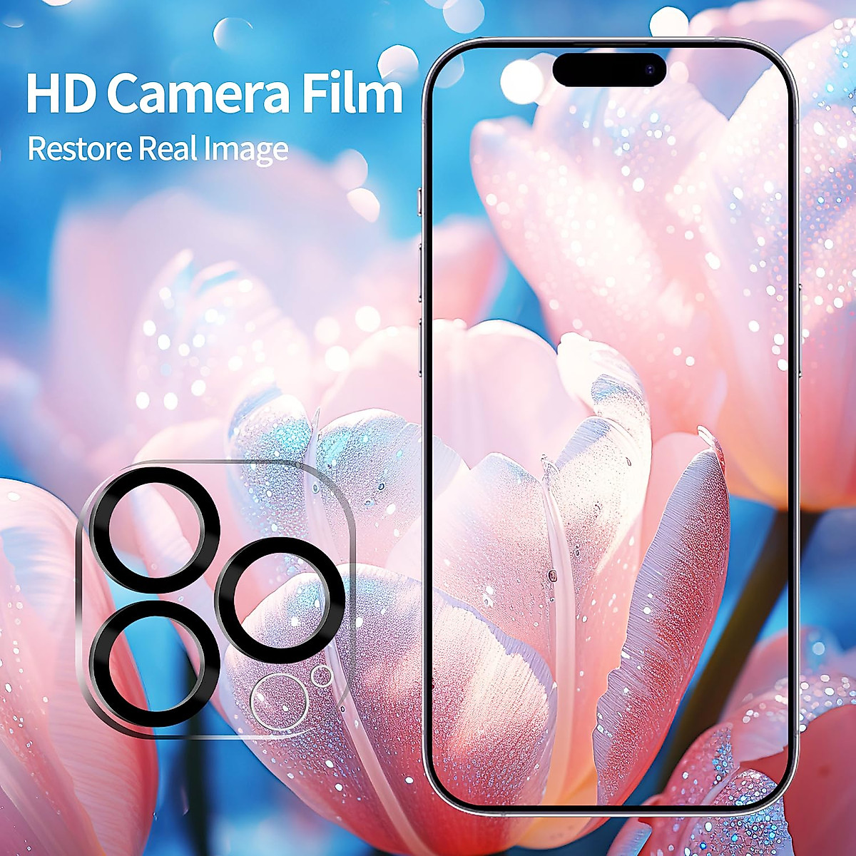 Pehael [2+2 Pack] iPhone 15 Pro Max Privacy Screen Protector with Camera Lens Protector Full Coverage Anti-Spy Tempered Glass Film 9H Hardness Upgrade Edge Protection Easy Installation Bubble Free