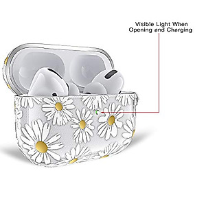 Airpods Pro Case Clear TPU YOMPLOW Compatible with Airpod Pro Cover Protective Case Cute Girls with Keychain Women for Apple Airpods Pro Charging Skin - White Daisy