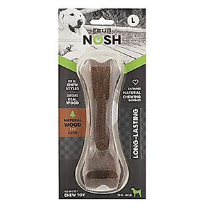 ZEUS Nosh Timber Wood Dog Chew Bones, Dog Chew Toys, Long Lasting Dog Bones for Small Dogs, Natural Wood, Large