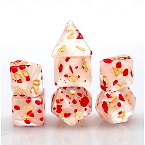 HS 2 Packs Blood Splatter Dice Black and White Dice Polyhedral 7-Die Dice Set for Role Playing Dice Games Polyhedral Dice Set for Dungeon and Dragons MTG RPG D&D D20 D12 D10 D10% D8 D6 D4