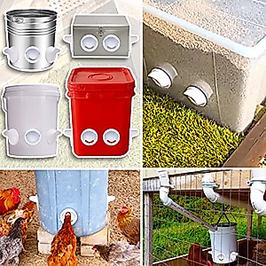 No Waste Chicken Feeder and Waterer,with Rat Stopper Caps,6 Ports 6 Chicken Water Cups and Hole Saw,DIY Poultry Feeder Port Gravity Automatic Fed Kit for Buckets,Barrels,Bins,Troughs