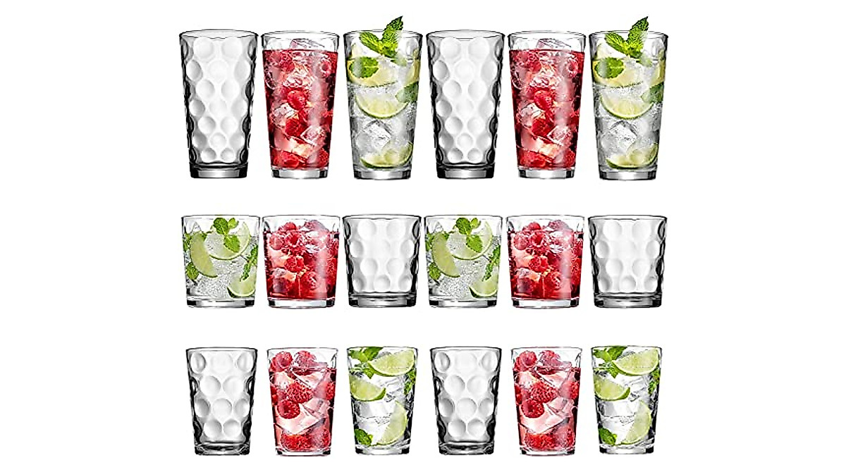Le'raze 18-Piece Glass Set - Elegant Drinking Glasses for Any Occasion