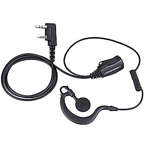 COMMIXC 2-Pack Walkie Talkie Earpiece, 3.5mm/2.5mm 2-Pin G Shape Walkie Talkie Headset with PTT Mic, Compatible with Kenwood Bao Feng Two-Way Radios