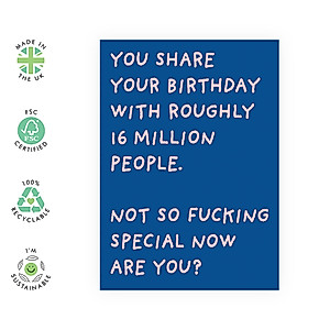 CENTRAL 23 Rude Birthday Cards for Women or Men - Sarcasm - Humor - Banter - Funny Birthday Card for Him or Her - Comes With Stickers