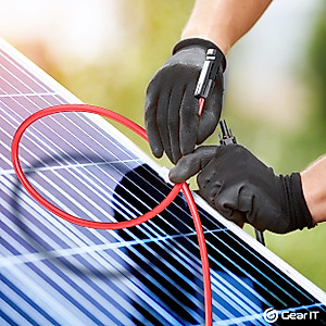 GearIT 10AWG Solar Extension Cable (100FT Black - 100Ft Red) Male to Female Solar Connectors with Adapter Tool Kit, Solar Panel Renewable Energy, 10 Gauge Pure Copper Extension Cord, 100 Feet