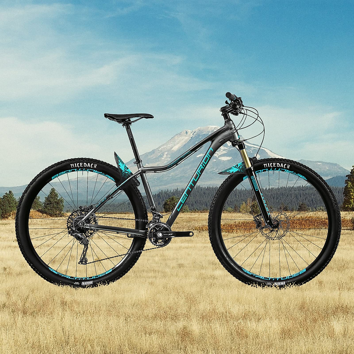 NICEDACK Bike Fender, Adjustable MTB Mud Guard, Front and Rear Compatible Mudguards, Fits 650B 20" 26" 27.5" 29 inch Fat Tire Bikes and All Disc Brake Bicycles (Carbon Fiber Pattern,Cyan)