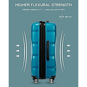 LUGGEX Blue 24 Inch Expandable Luggage with Spinner Wheels - Lightweight Checked Luggage - Effortless Vacation Mobility (Teal Suitcase)