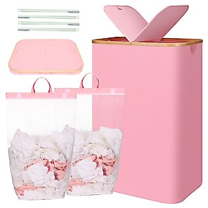Zomhusea Collapsible Laundry Baskets - Laundry Hamper with Lid, 180L (47.5 Gal) Extra Large Laundry Hamper 2 Section Dirty Clothes Hampers for Laundry Bin Storage with 2 Laundry Bags for Bathroom