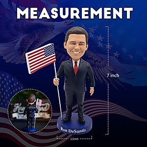 Governor Ron Desantis Bobblehead Collectible | 7” Tall Resin Figurine of Desantis Holding an American Flag | Governor Desantis Bobble