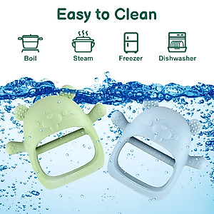 2 Pcs Baby Teething Toys for 12 Months Baby, Silicone Infants Mitten Teething Toy Baby Chew Toys for Sucking Needs, Anti-Drop, BPA Free