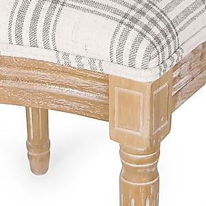 Christopher Knight Home Phinnaeus Dining Chair Set, Set of 4, Wood, Gray Plaid + Light Beige + Natural