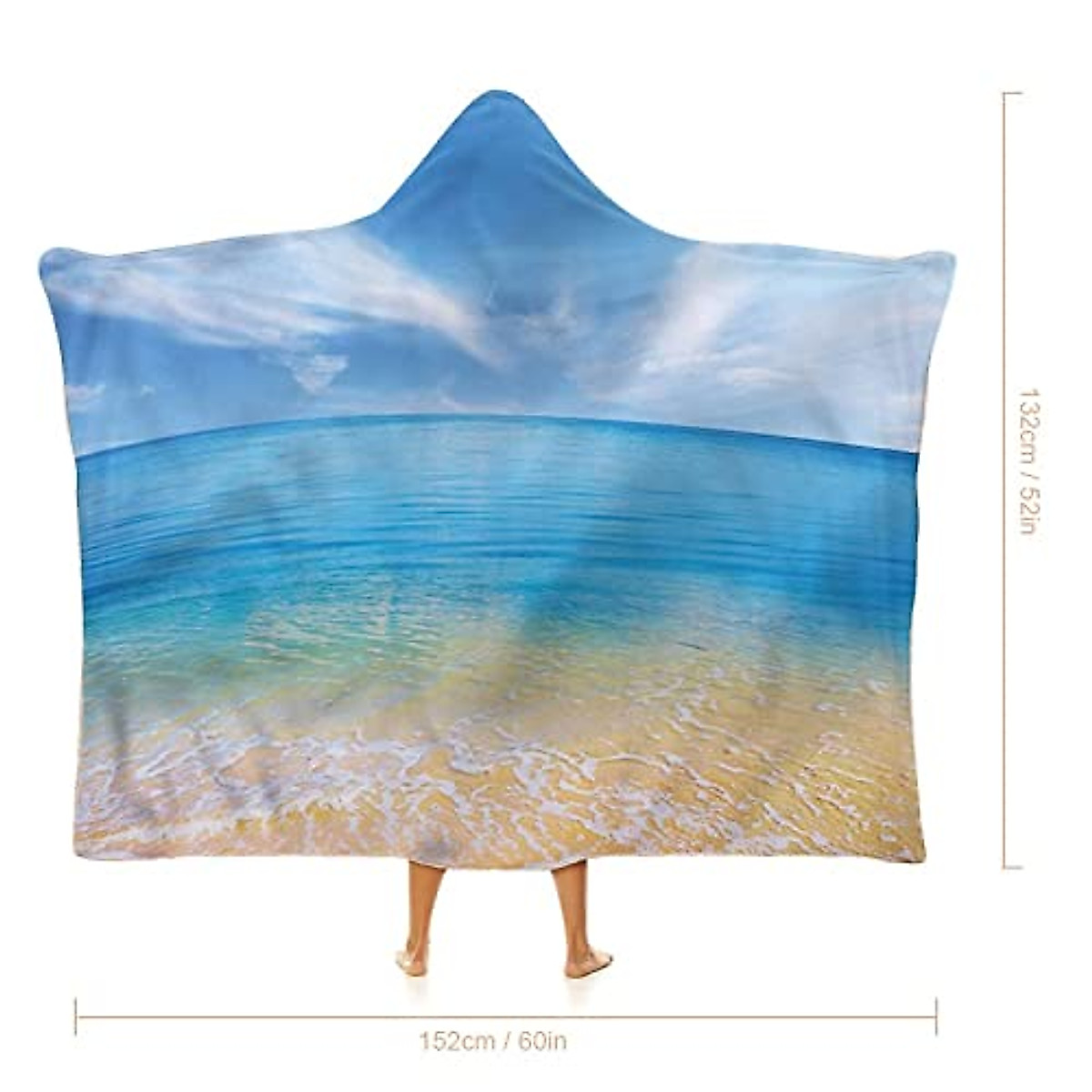 Blanket Hoodie, Tropical Women Men Hooded Blanket, Beach Summer Holiday Theme, Soft Warm Cozy, 50 x 60inches, Studying Reading Snuggling Napping Office, Multicolor