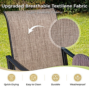 MIXPATIO 5 Pieces Patio Dining Set, 4 Person 42" Round Black Table and Textilene Chairs, with 1.57" Umbrella Hole, Outdoor Patio Table and Chairs, for Garden Lawn Porch Backyard Poolside