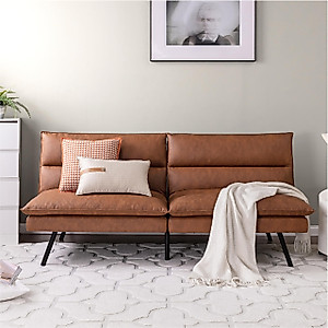 CH CHARME HOUSE 1 Convertible Bed, Multi-Functional Design futon Couch with Adjustable Backrest, Modern Sleeper Sofa for Office, Living Room and Bedroom, Grey, Brown-New