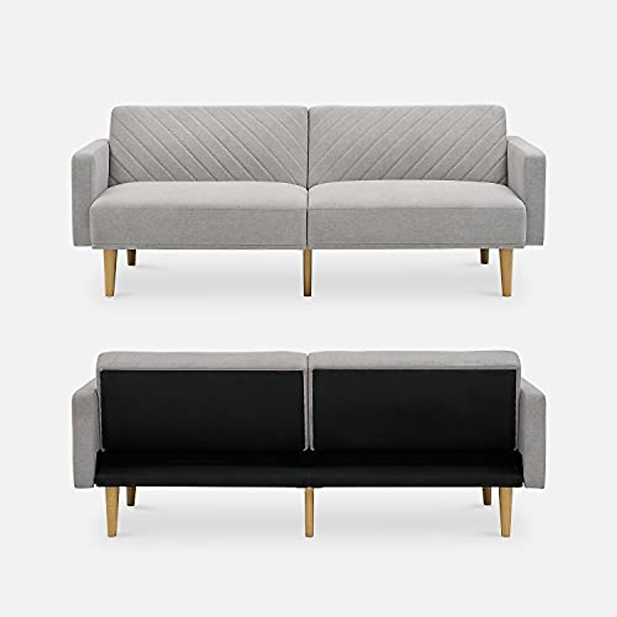 mopio Chloe Futon Sofa Bed, Convertible Sleeper Sofa, Couch, Loveseat, with Tapered Legs, 77.5", Splitback Sofa, Small Couches for Living Room